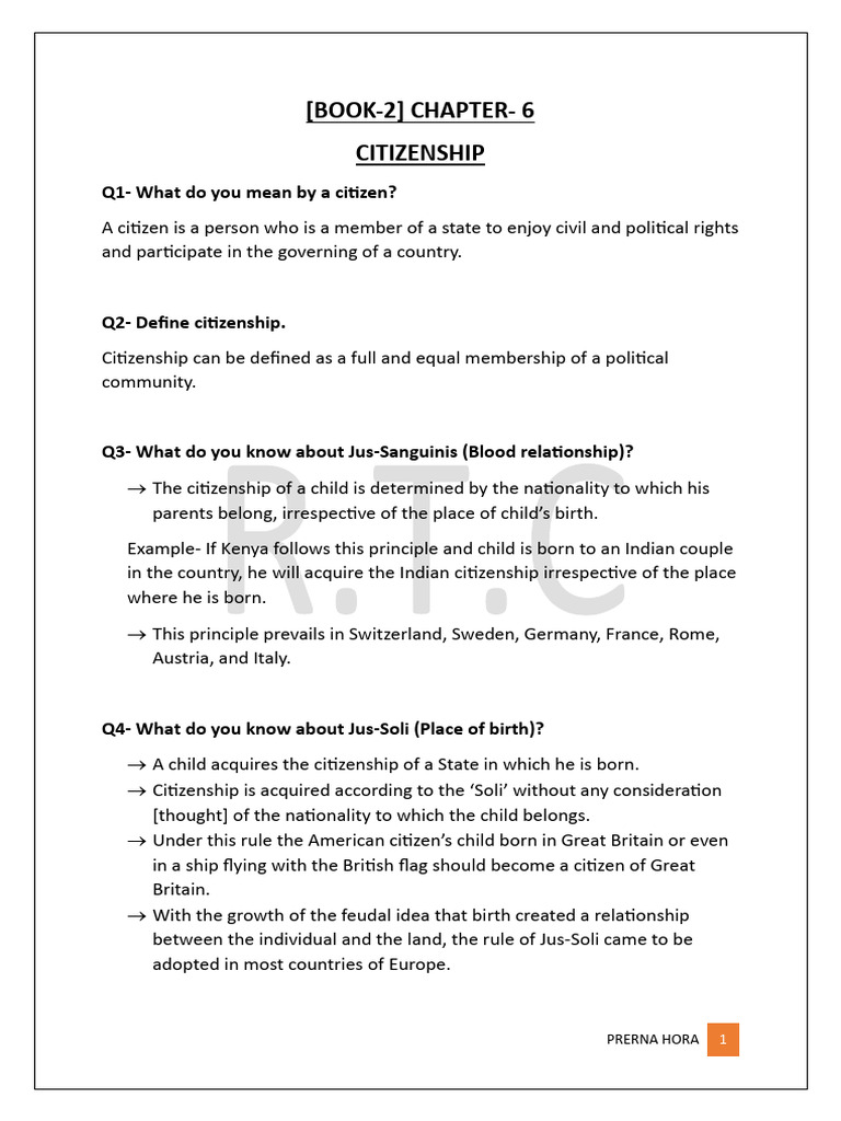 Understanding Citizenship Concepts and Rights | PDF | Citizenship ...