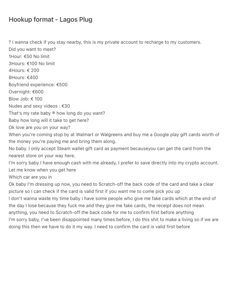Hookup Format - Lagos Plug | PDF