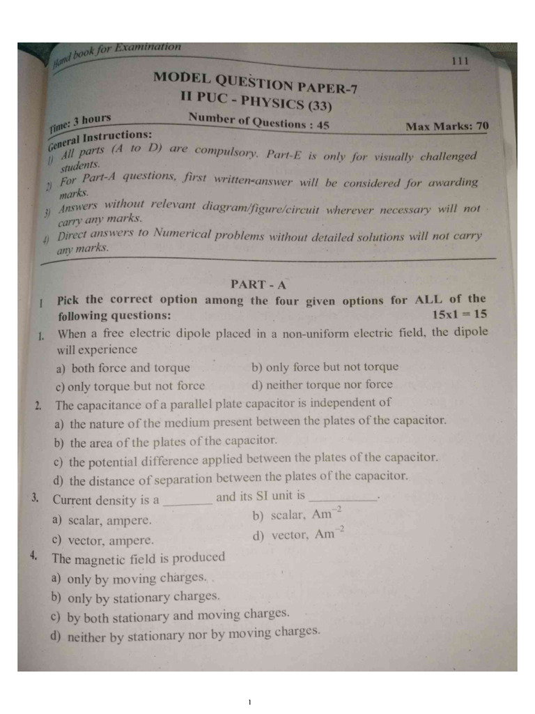 Model Question Paper 7 | PDF