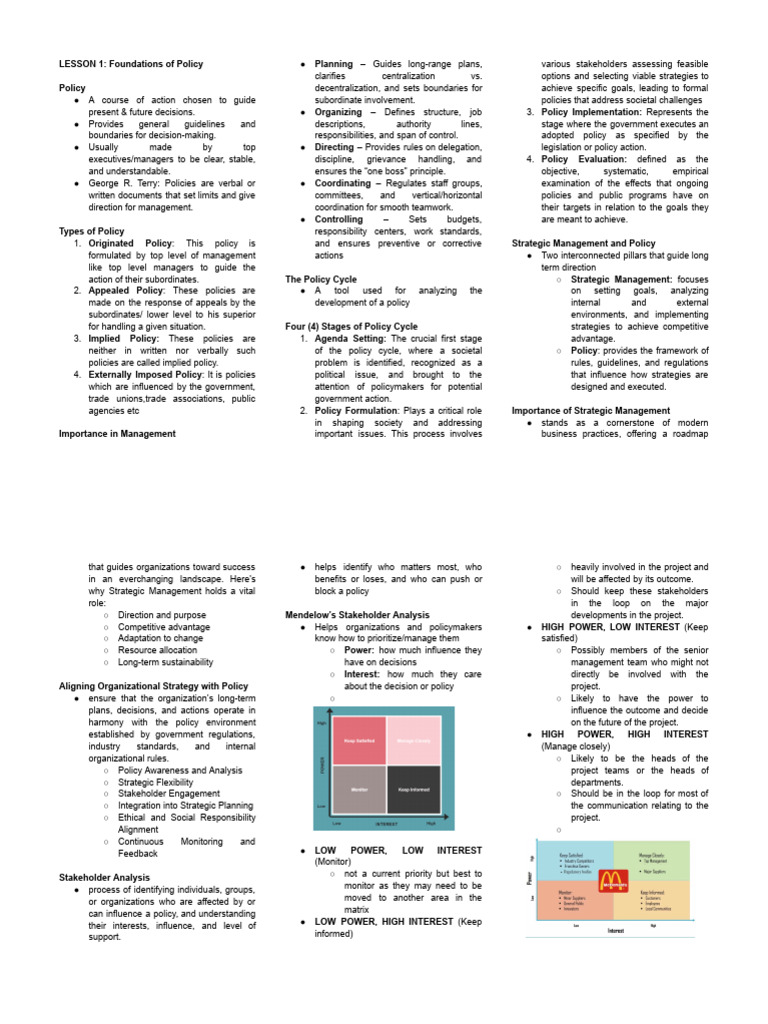 PFMD Compilation & Mock Exam | PDF | Policy | Strategic Management