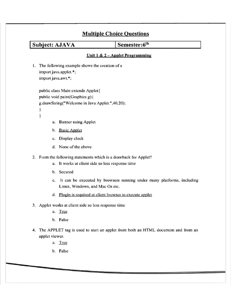 22517-Mcq-Advance Java MCQ | PDF