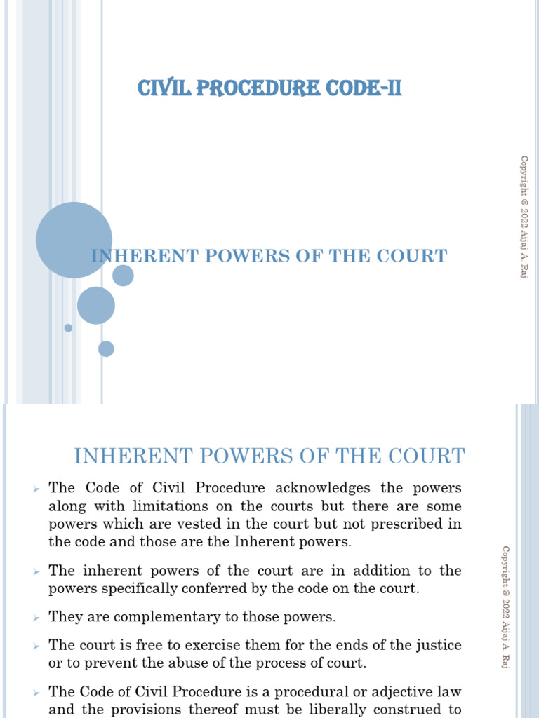 Inherent Powers of Civil Courts Explained | PDF | Judgment (Law ...