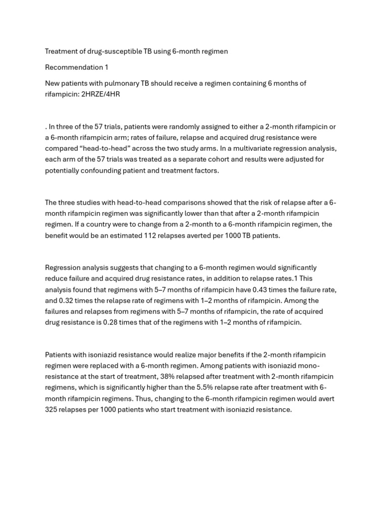 Treatment of Drug Sensitive Tb | PDF | Tuberculosis | Health Care