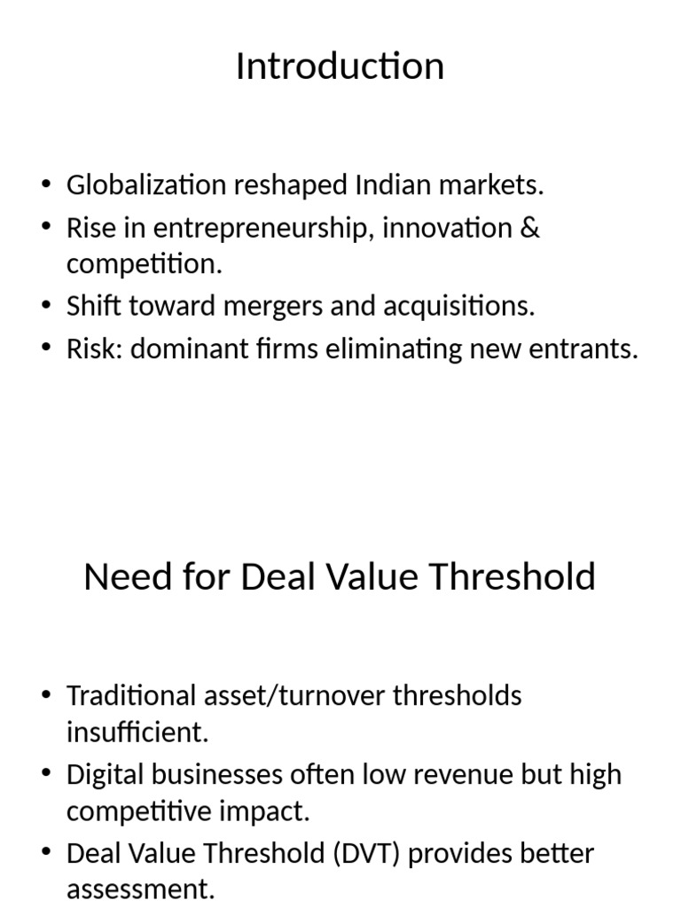 India's Deal Value Threshold Explained | PDF | Mergers And Acquisitions ...