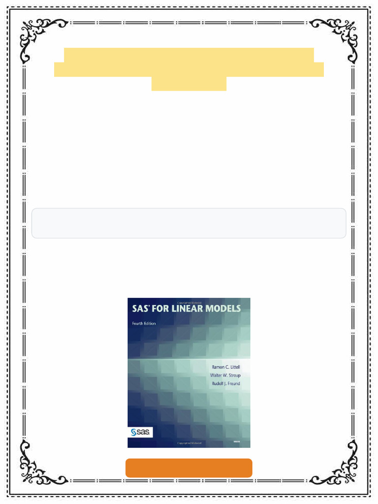 SAS For Linear Models Fourth Edition Ramon Littell Ebook Long-Form ...