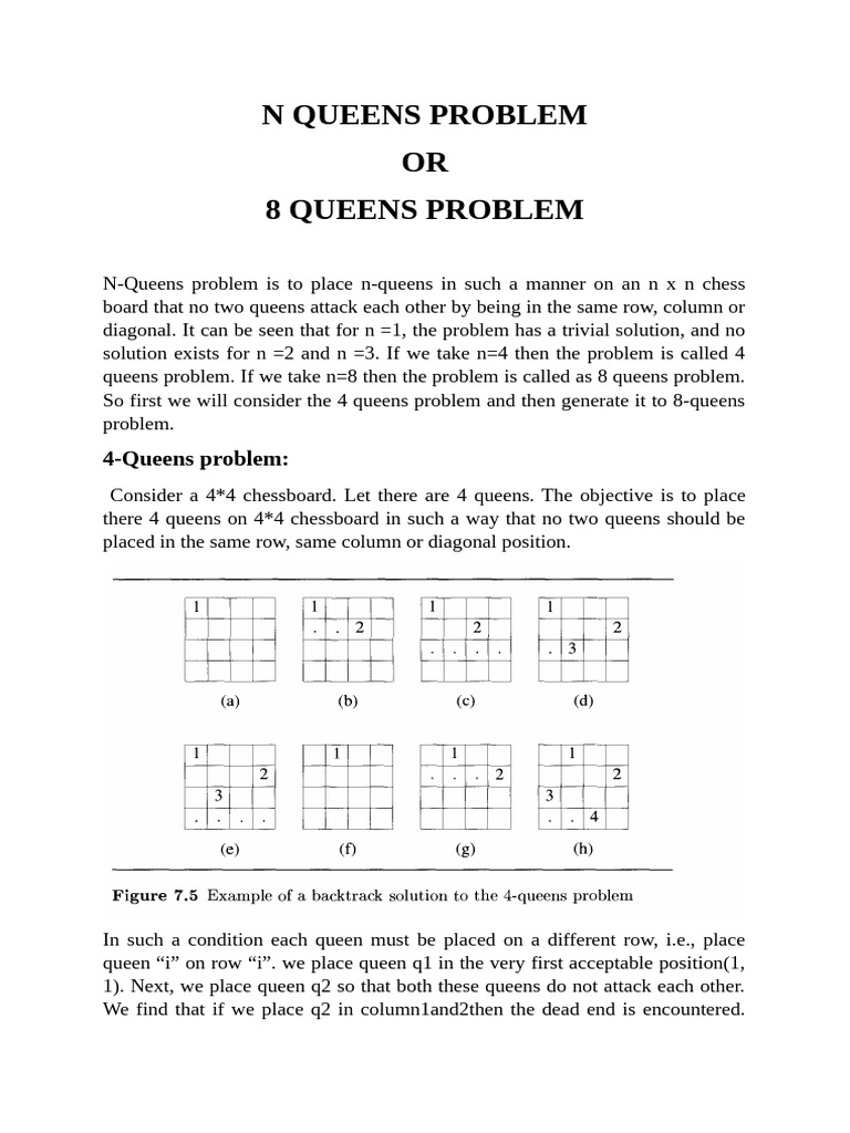 2.8 Queens Problem or n Queens Problem | PDF | Algebra | Mathematical ...