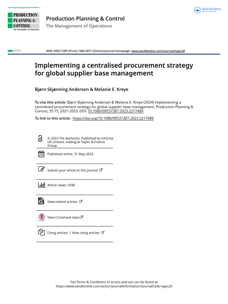 Implementing A Centralised Procurement Strategy For Global Supplier ...