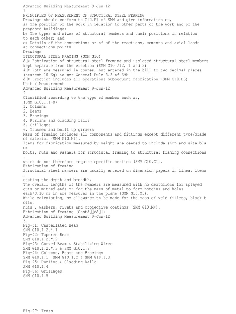 Structural Steel Framing - SMM7 Explained | PDF | Structural Steel ...