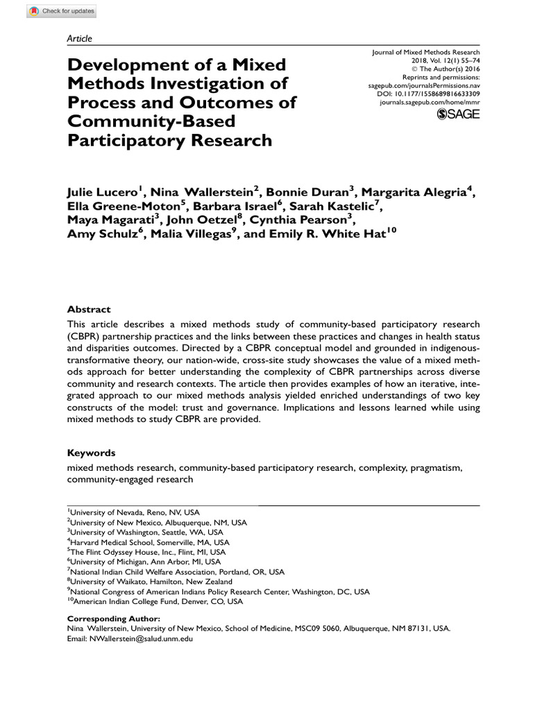 Lucero Et Al 2016 Development of a Mixed Methods Investigation of ...