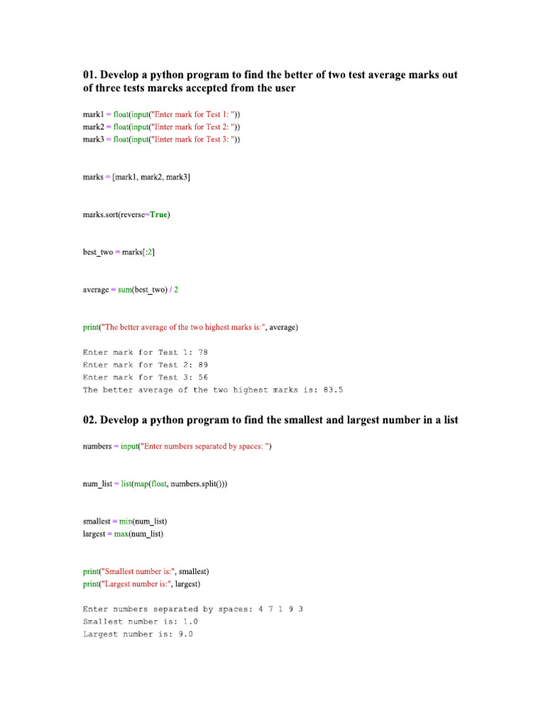 Python Lab Manual | PDF