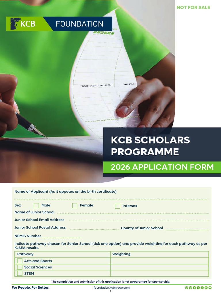 2026 KCB Scholars Programme Application Form | PDF
