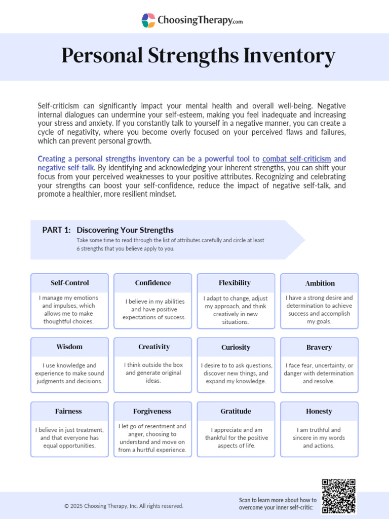 Personal Strengths Inventory Guide | PDF | Mental Health | Psychotherapy