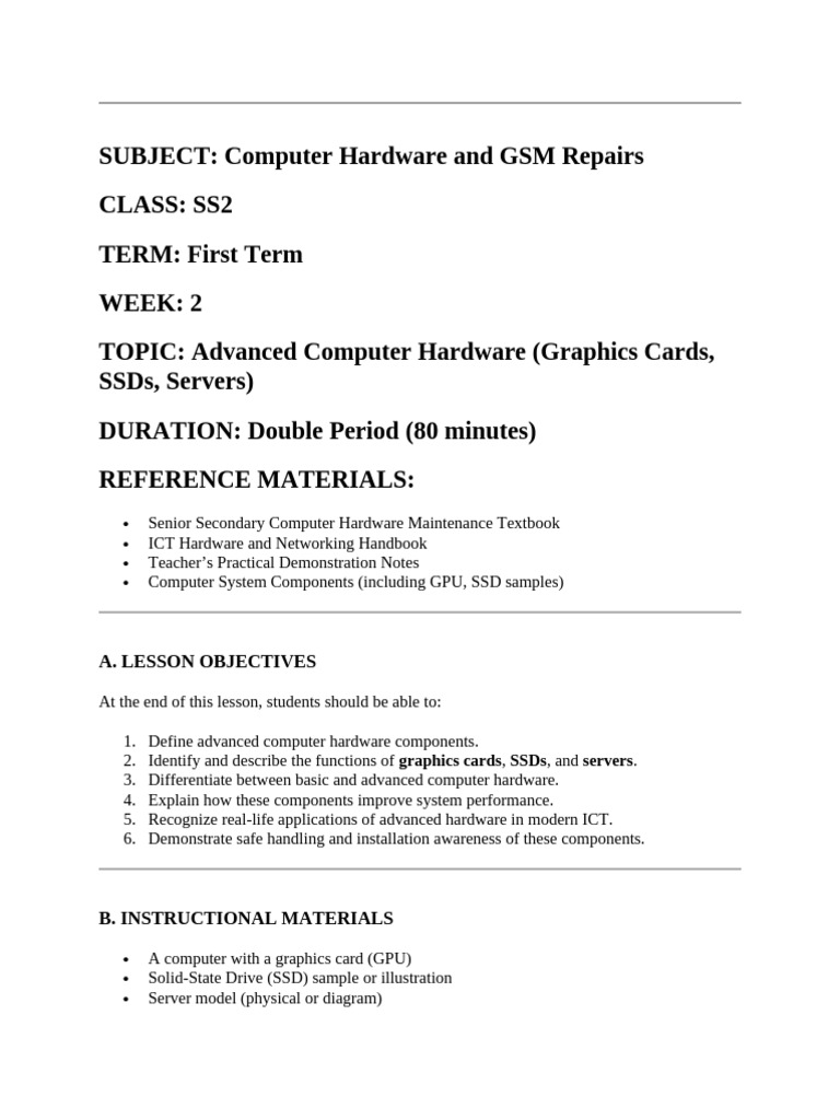 Advanced Computer Hardware Overview | PDF | Graphics Processing Unit | Bios