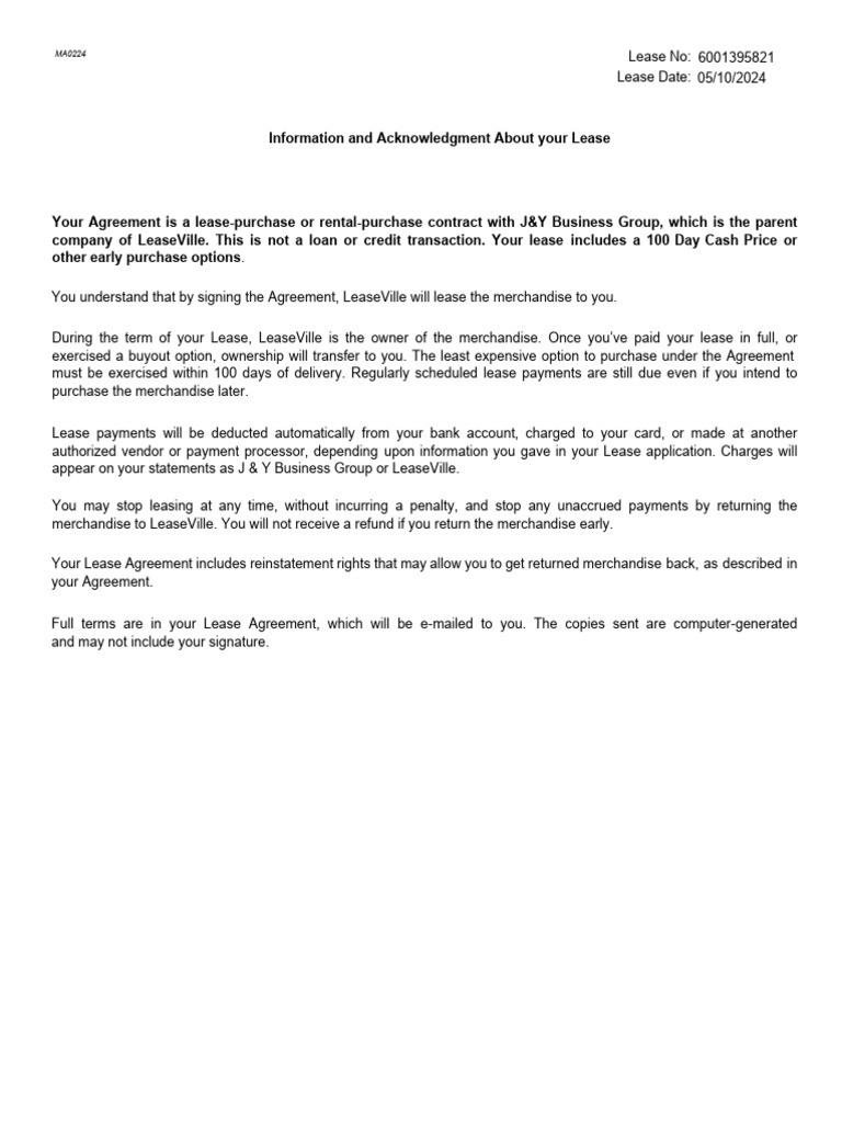 Lease-Purchase Agreement Overview | PDF | Arbitration | Lawsuit