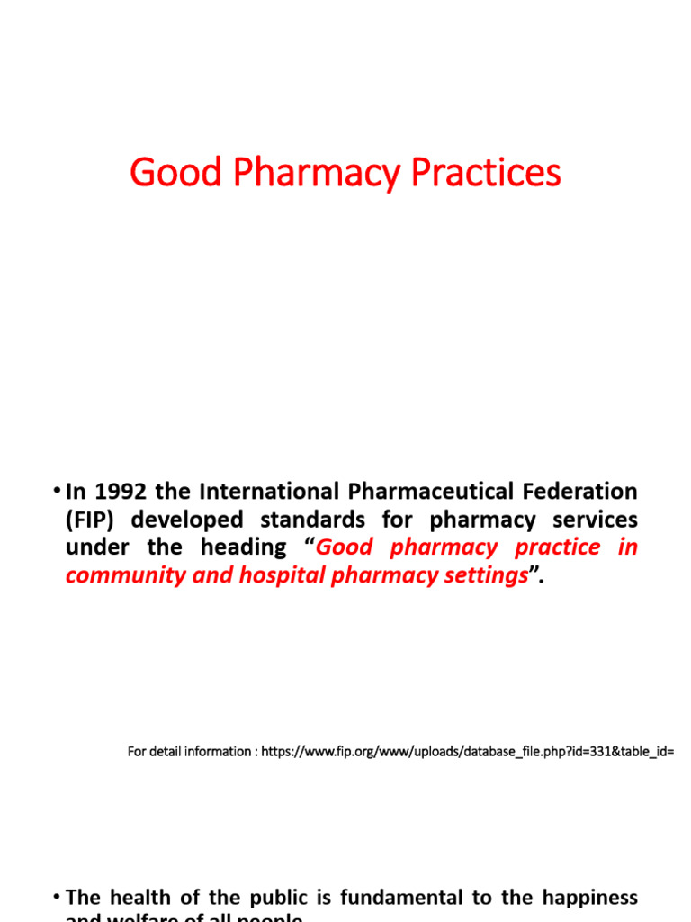 Essential Good Pharmacy Practices | PDF | Pharmacy | Pharmacist