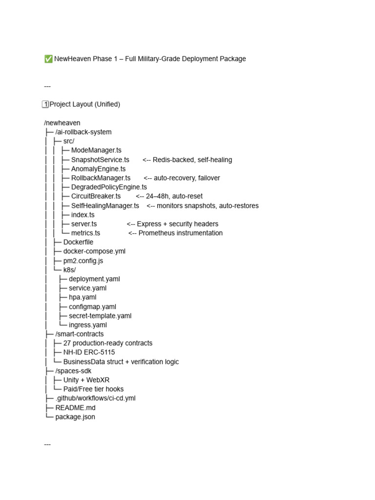 NewHeaven Phase 1 - Full Military-Grade Deployment Package | PDF ...