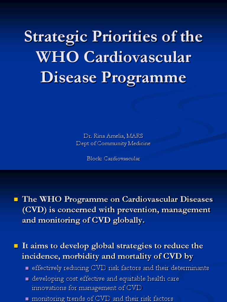 Strategic Priorities of The WHO Cardiovascular Disease Programme | PDF ...