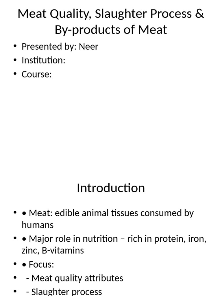 Meat Quality Slaughter Byproducts | PDF | Meat | Animal Slaughter