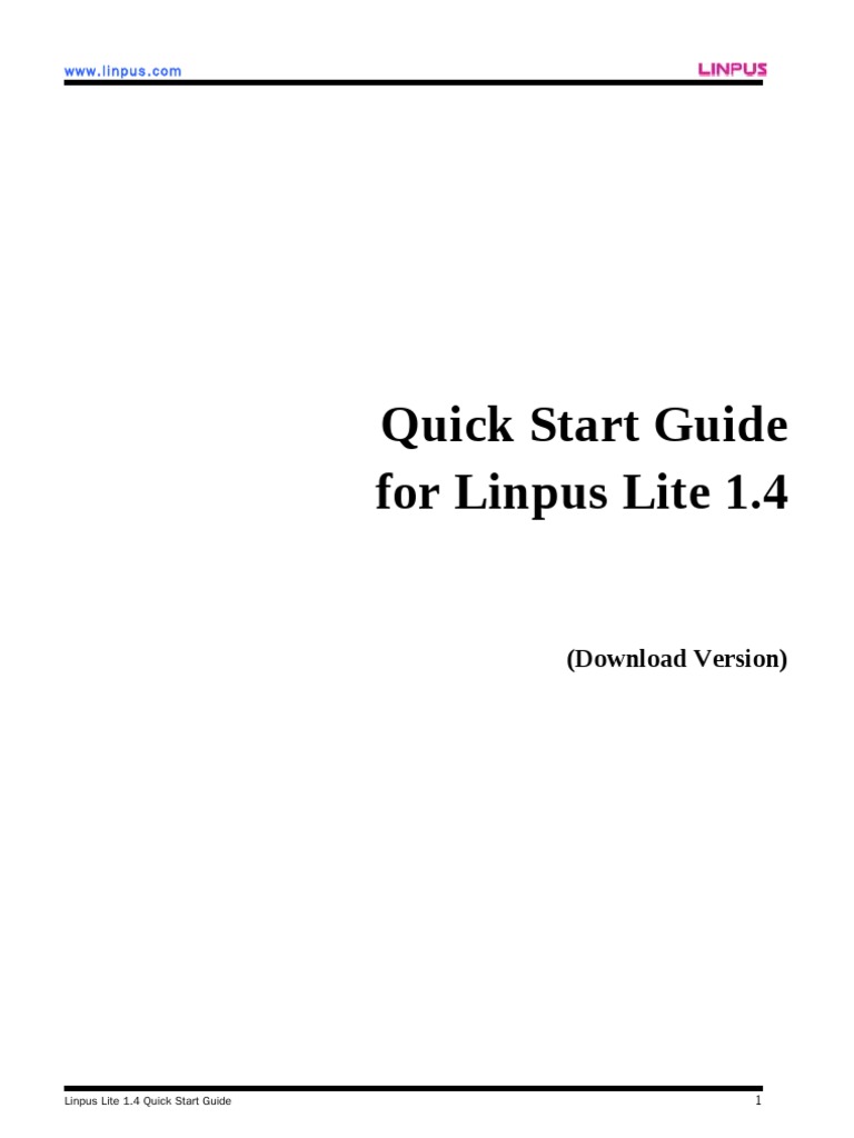 Linpus Lite 1.4 Quick Start Guide Download Version | PDF | Installation ...