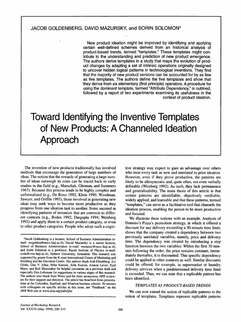 Identifying Templates for Product Ideation | PDF | Information | Thought