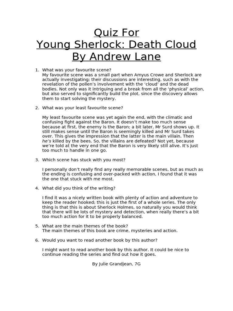 Quiz for Young Sherlock | PDF