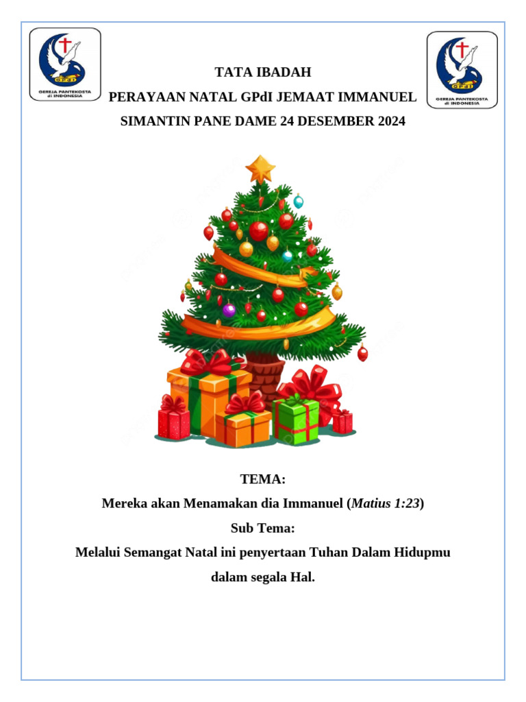 Ibadah Natal GPdI Immanuel 2024 | PDF