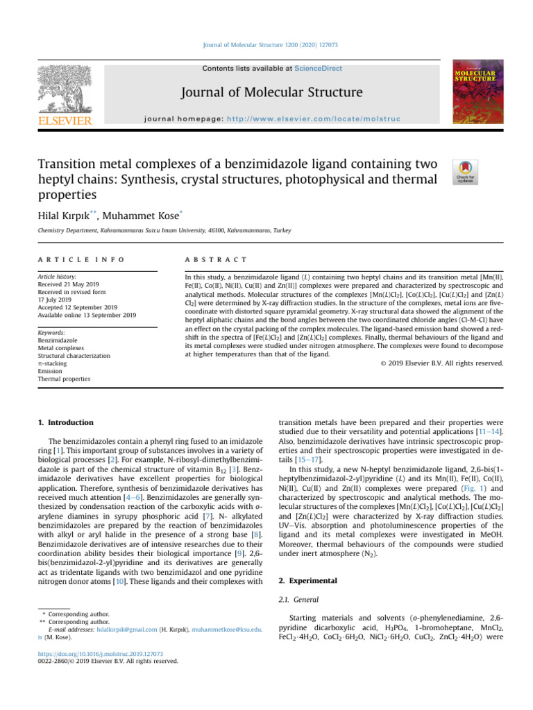 Kirpik H. - Transition Metal Complexes of A Benzimidazole Ligand ...