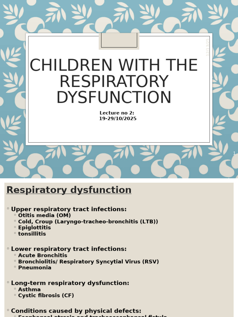 Children With The Respiratory Dysfunction 2026 | PDF | Pneumonia ...