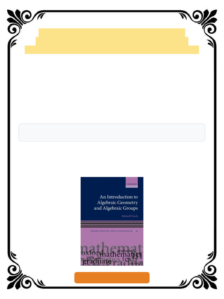 An Introduction to Algebraic Geometry and Algebraic Groups 1st Edition ...