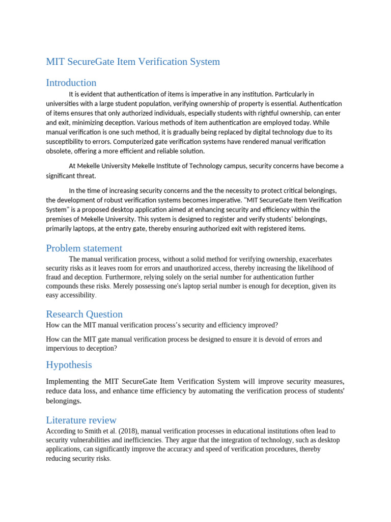 MIT SecureGate Item Verification System | PDF | Computer Security ...
