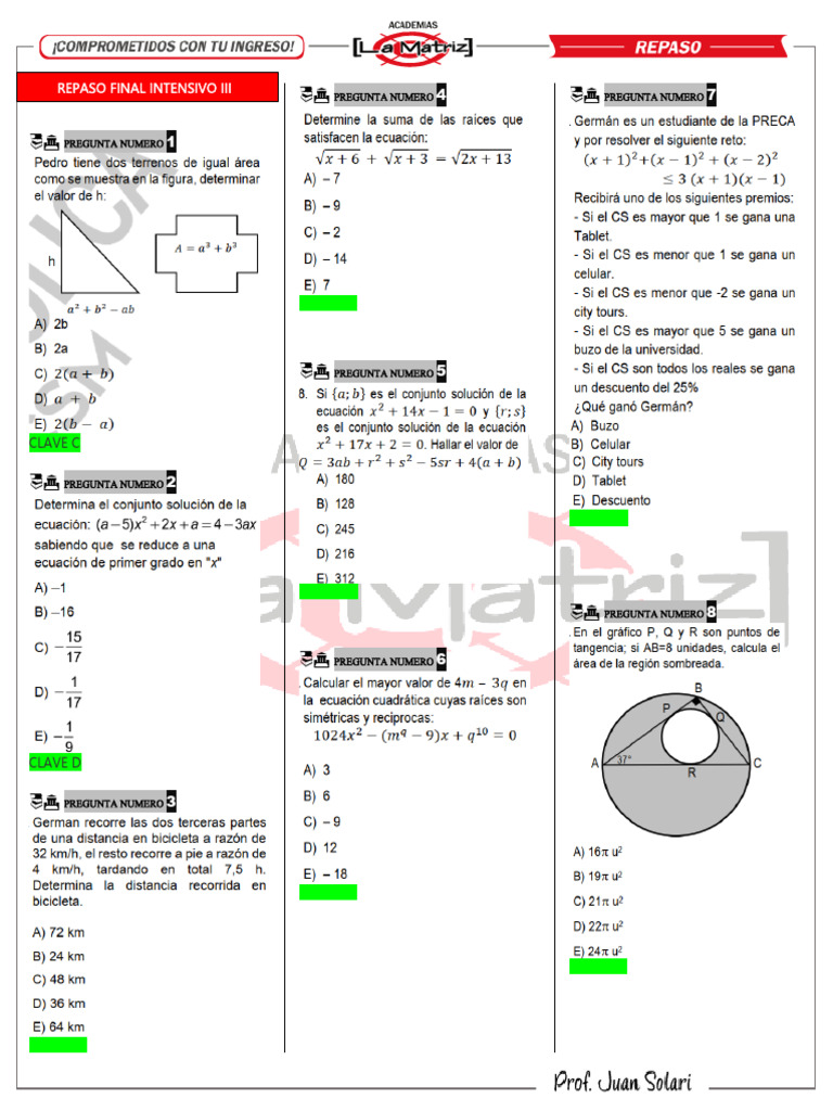Repaso Final III - Claves | PDF