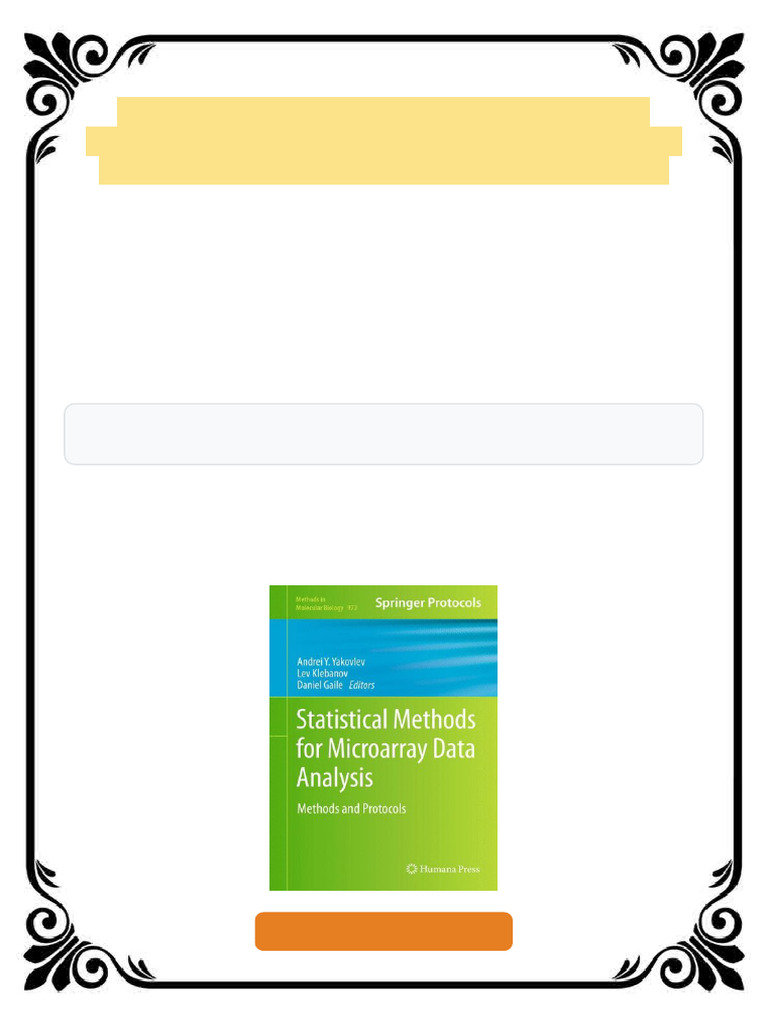 Statistical Methods for Microarray Data Analysis Methods and Protocols ...