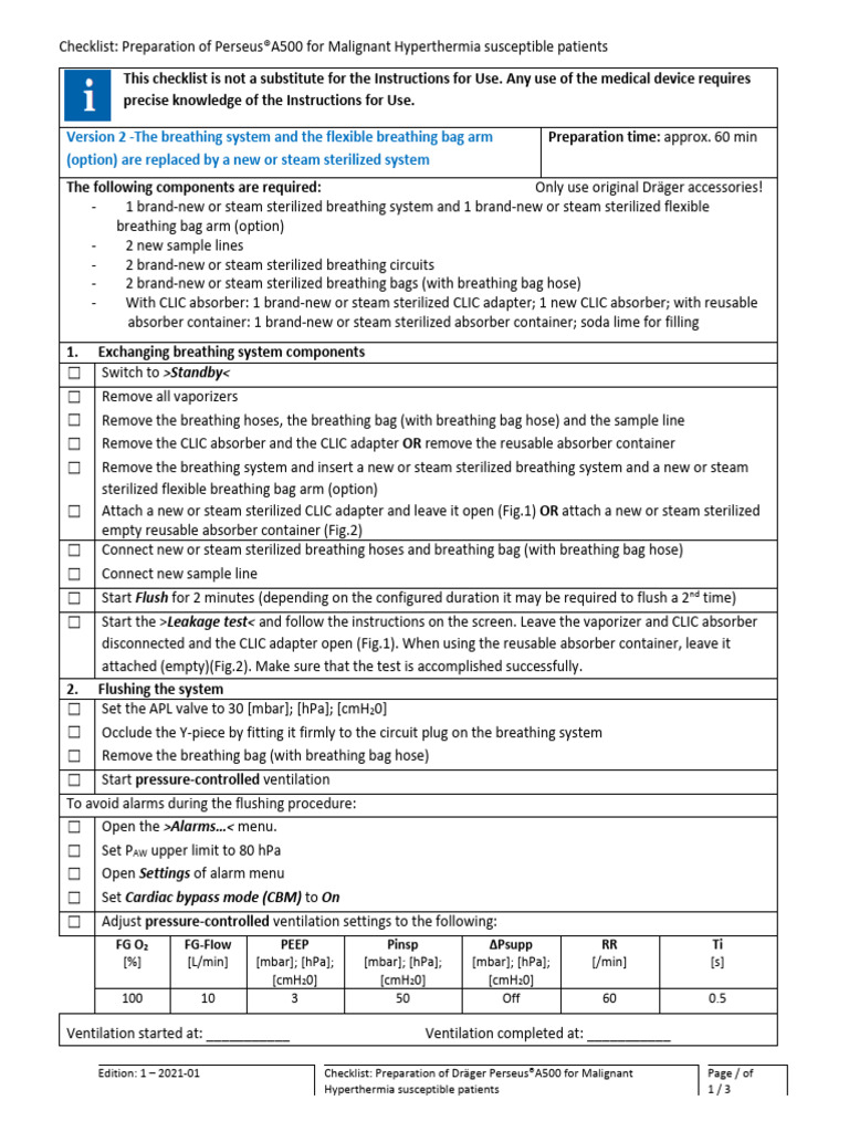 Perseus MH Checklist V2 Short Version en 2021 04 | PDF | Equipment ...