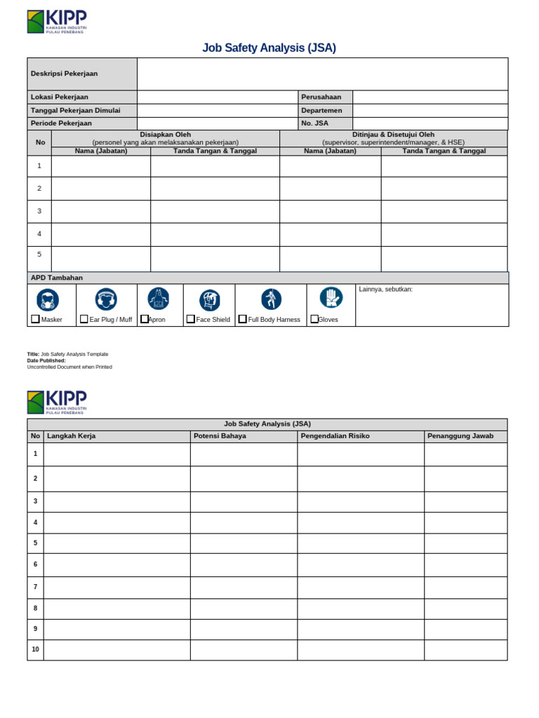 Template Analisis Keselamatan Kerja | PDF