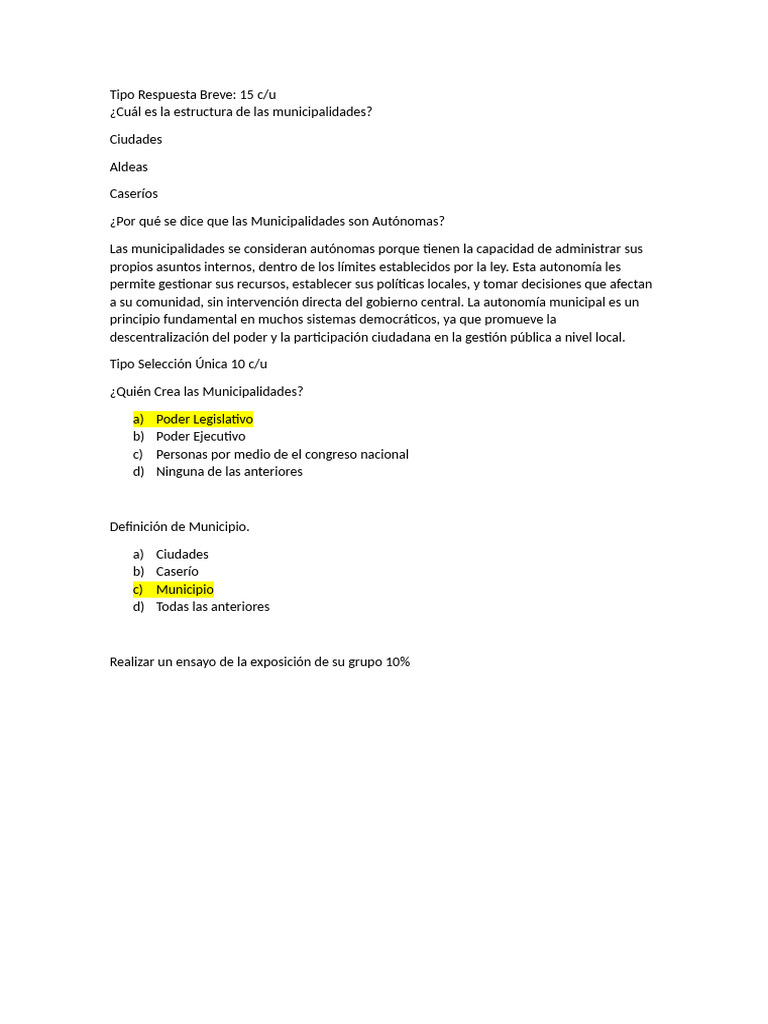 Estructura y Autonomía de Municipalidades | PDF