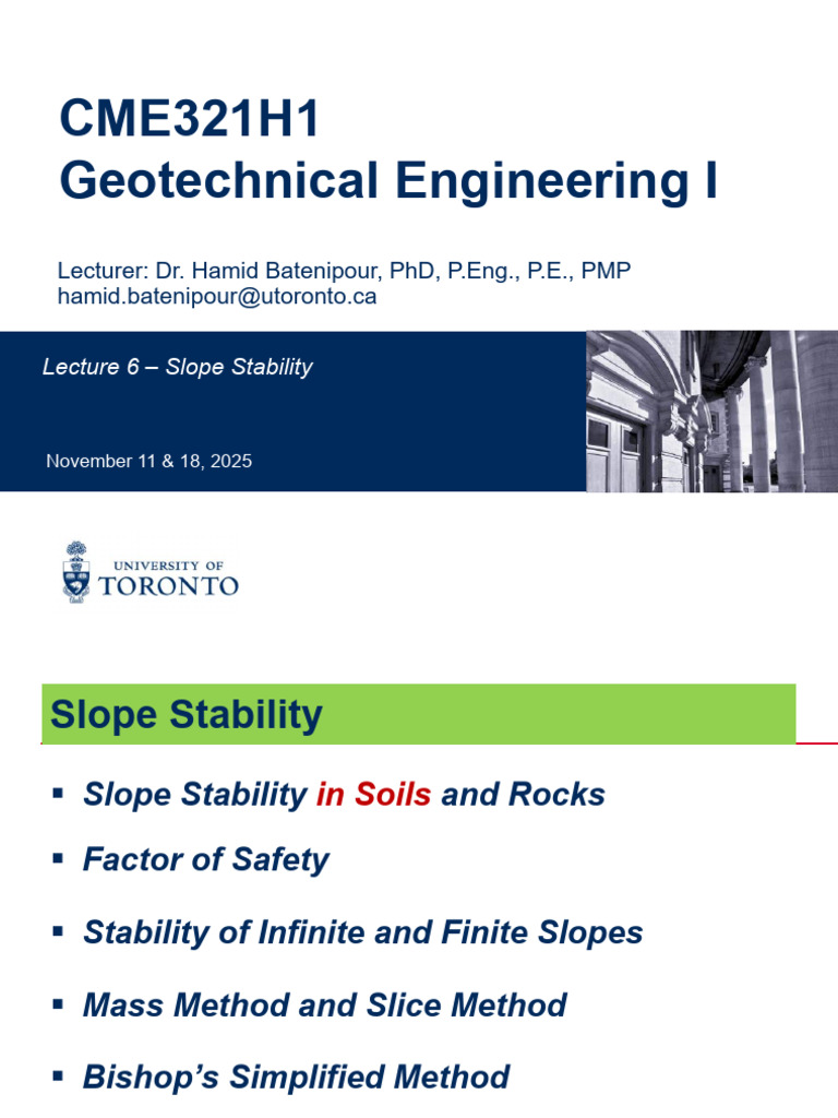 F25 CME321 L6 Slope Stability | PDF | Soil Mechanics | Applied And ...