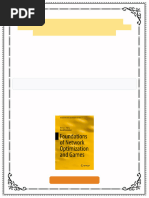 Foundations of Network Optimization and Games ISBN 9781489975935 ...