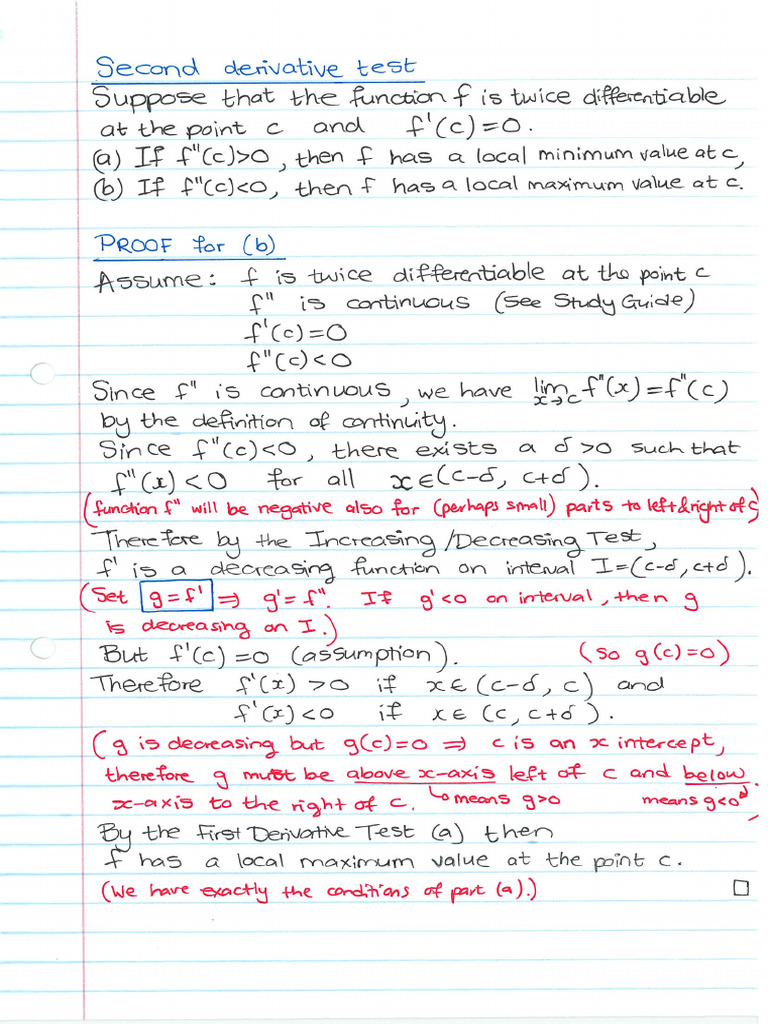 3.2 Proof of 2nd Derivative Test | PDF