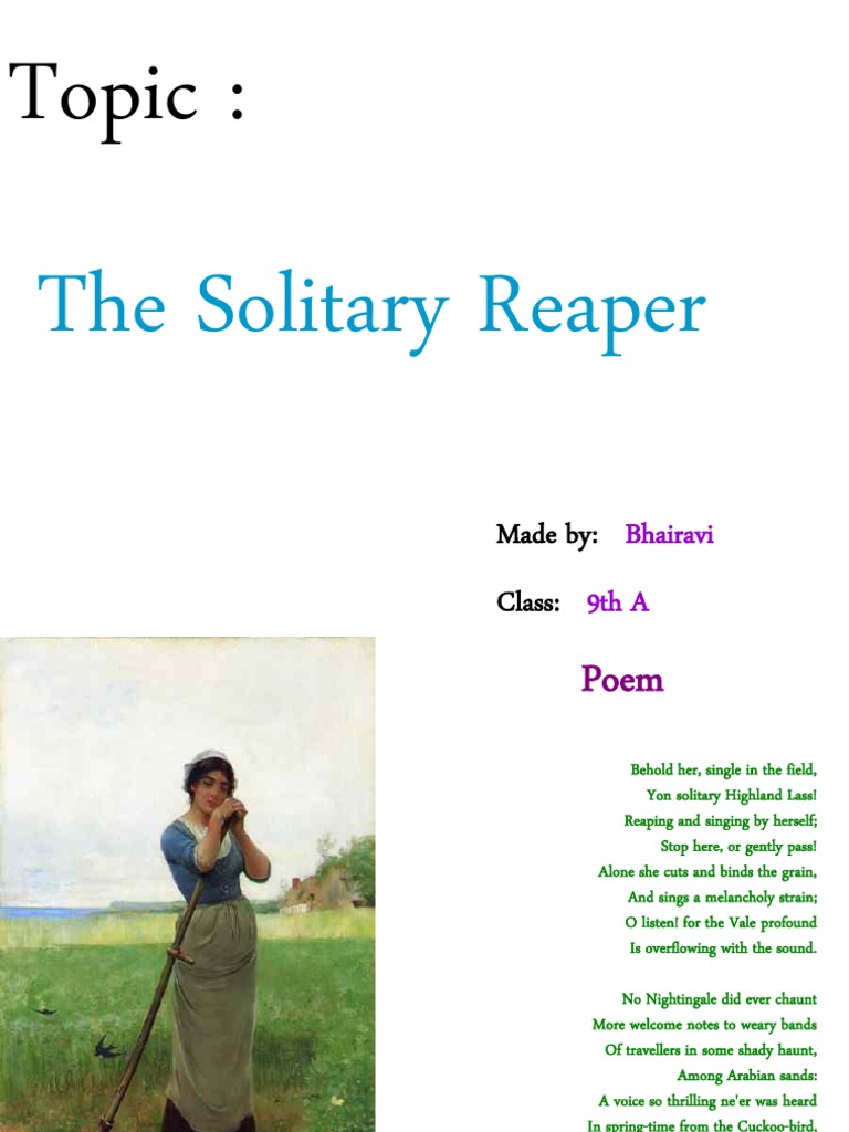 The Solitary Reaper | PDF | William Wordsworth | British Poetry