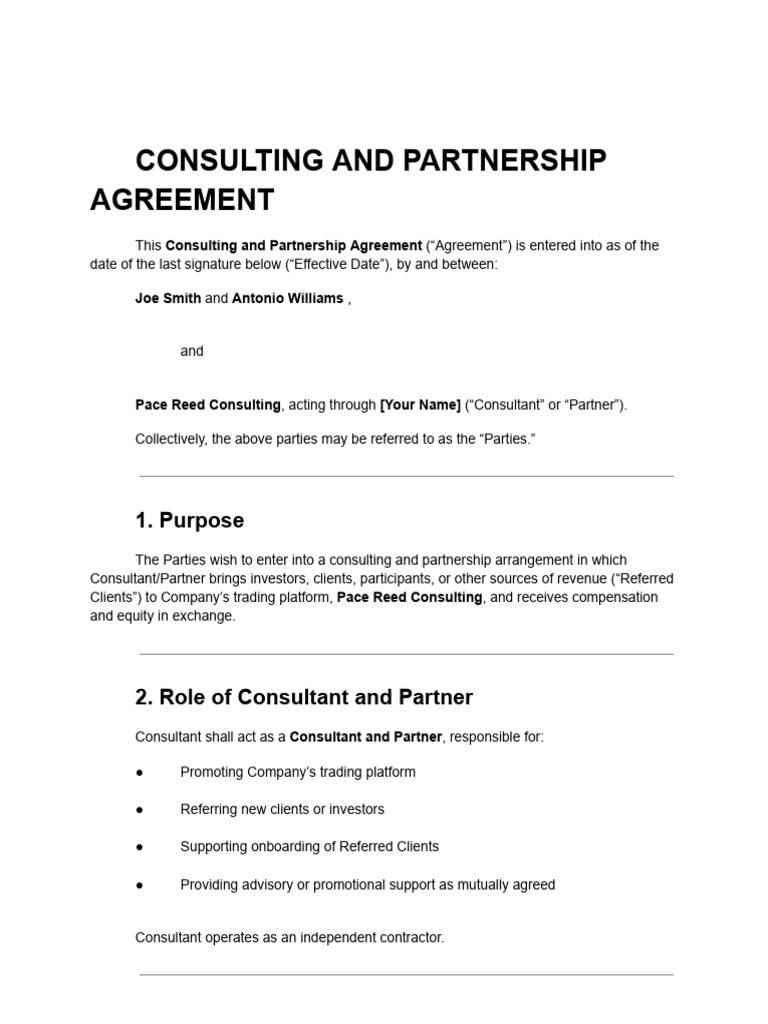 Consulting and Partnership Agreement (Scribd) | PDF | Partnership ...