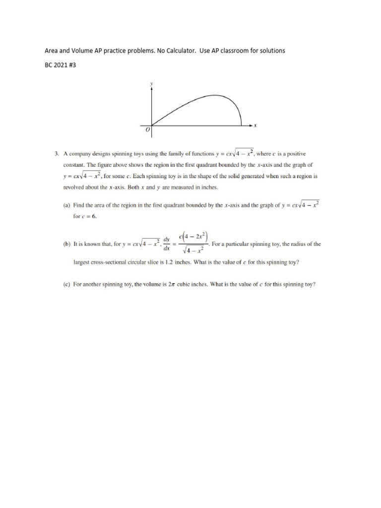 AP Area and Volume Practice Problems | PDF