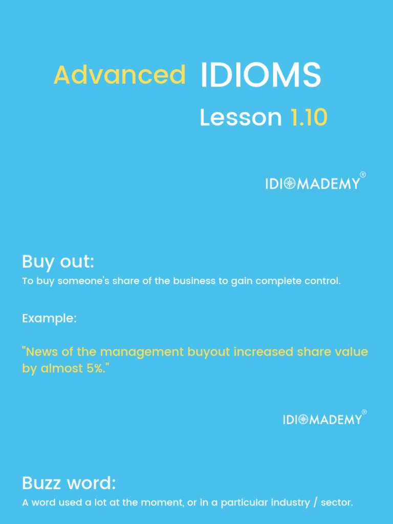 Advanced IDIOMS Lesson 1.10 (1) | PDF