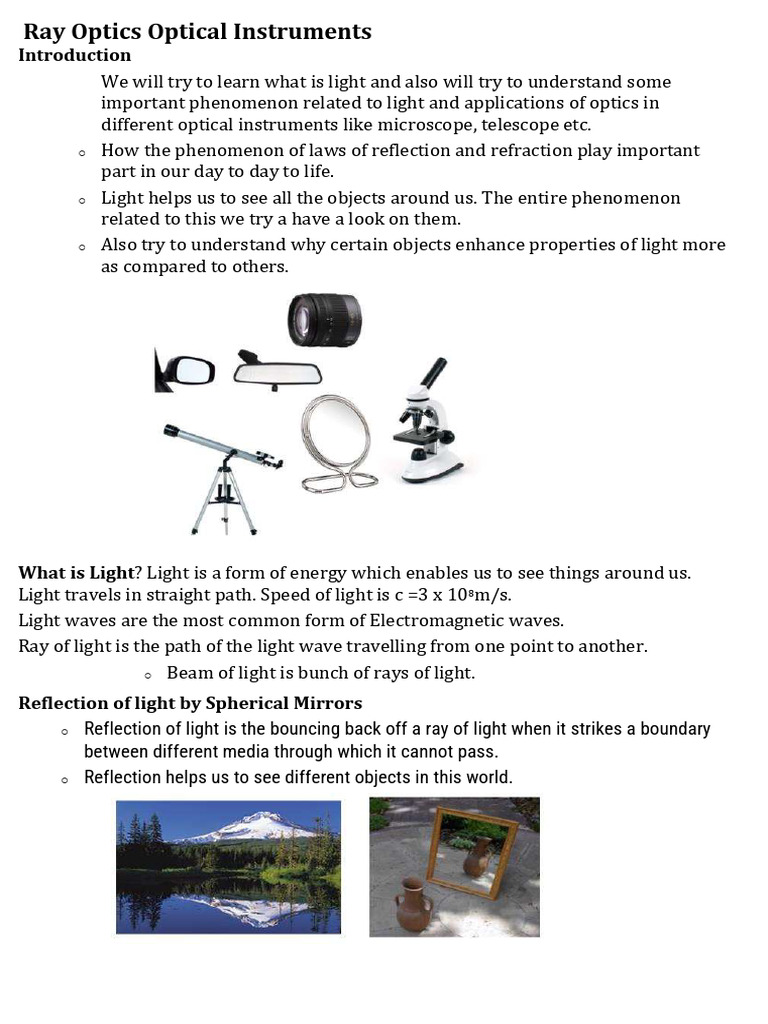 Understanding Ray Optics and Mirrors | PDF | Optical Fiber | Refraction