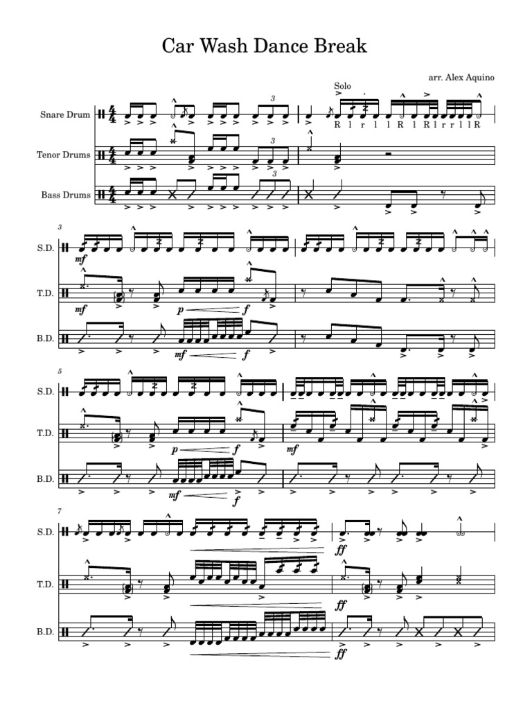 Car Wash Dance Break Arrangement | PDF | Percussion Instruments ...