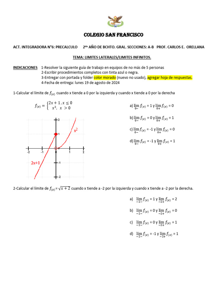 Act. Integradora n6 Precalculo-2024.Docx | PDF