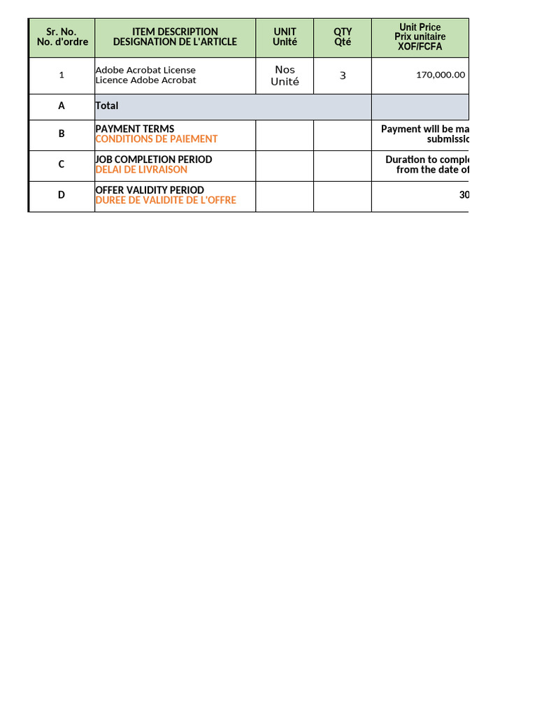 Copie de BOQ for Supply of 3 Adobe Acrobat License | PDF