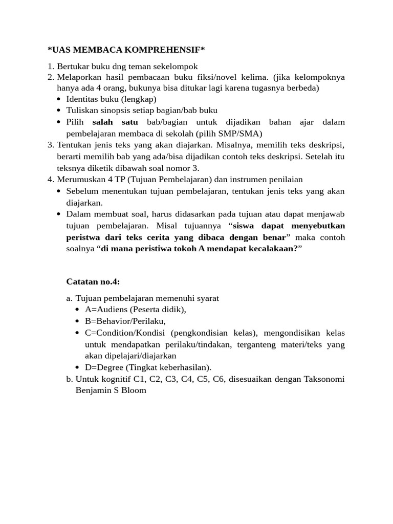 UAS Membaca Komprehensif SMP/SMA | PDF