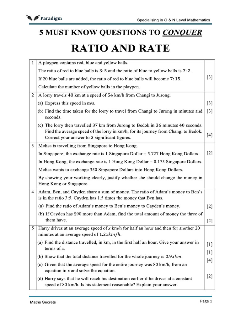 Ratio and Rates | PDF