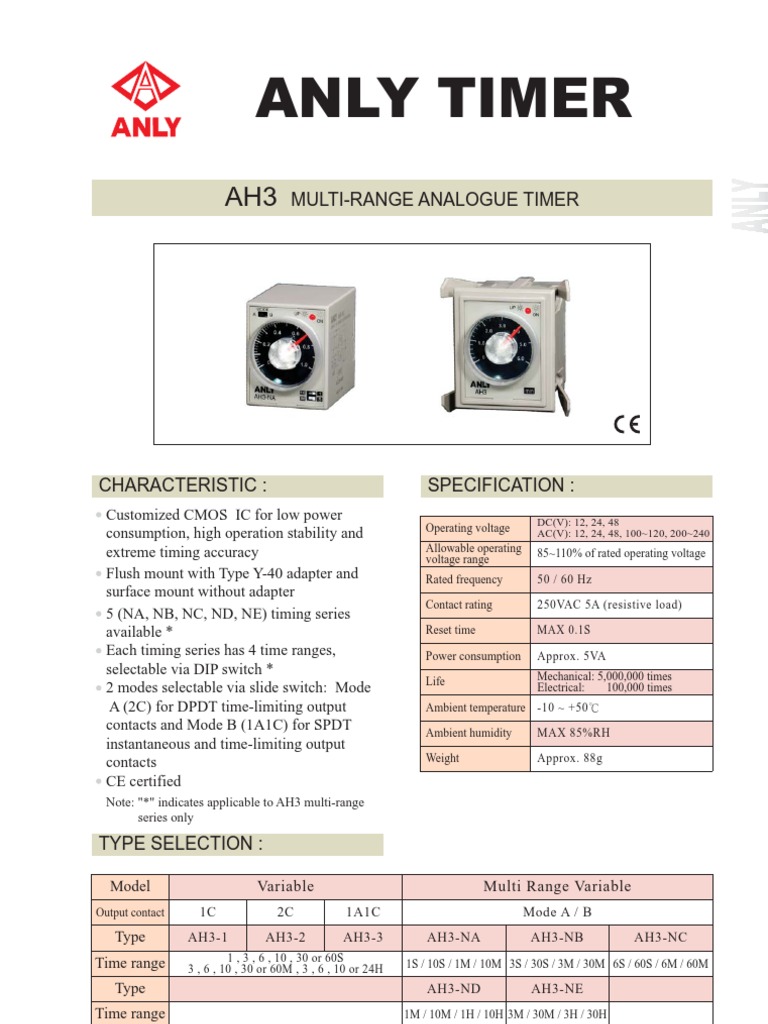 AH3 Multi-Range Timer Specifications | PDF