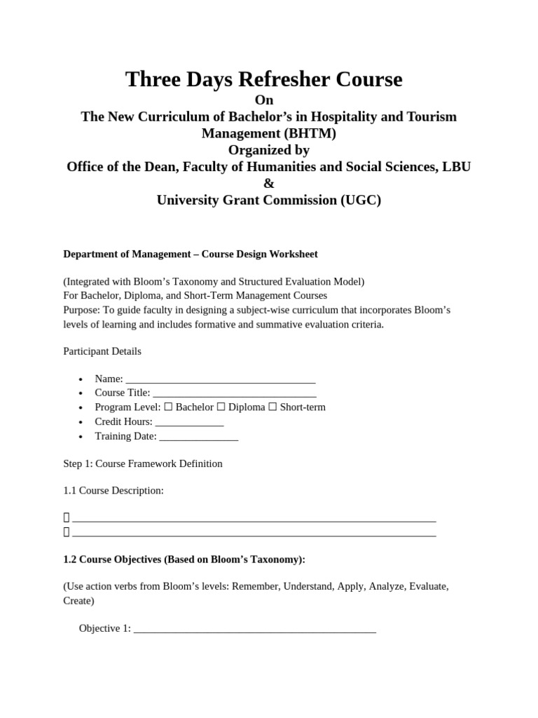 Three Days Refresher Course | PDF | Learning | Cognition
